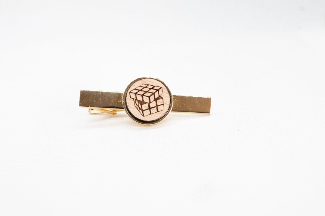 Wooden Rubik's Cube Tie Clips Gold or Silver Tie Clips - Etsy
