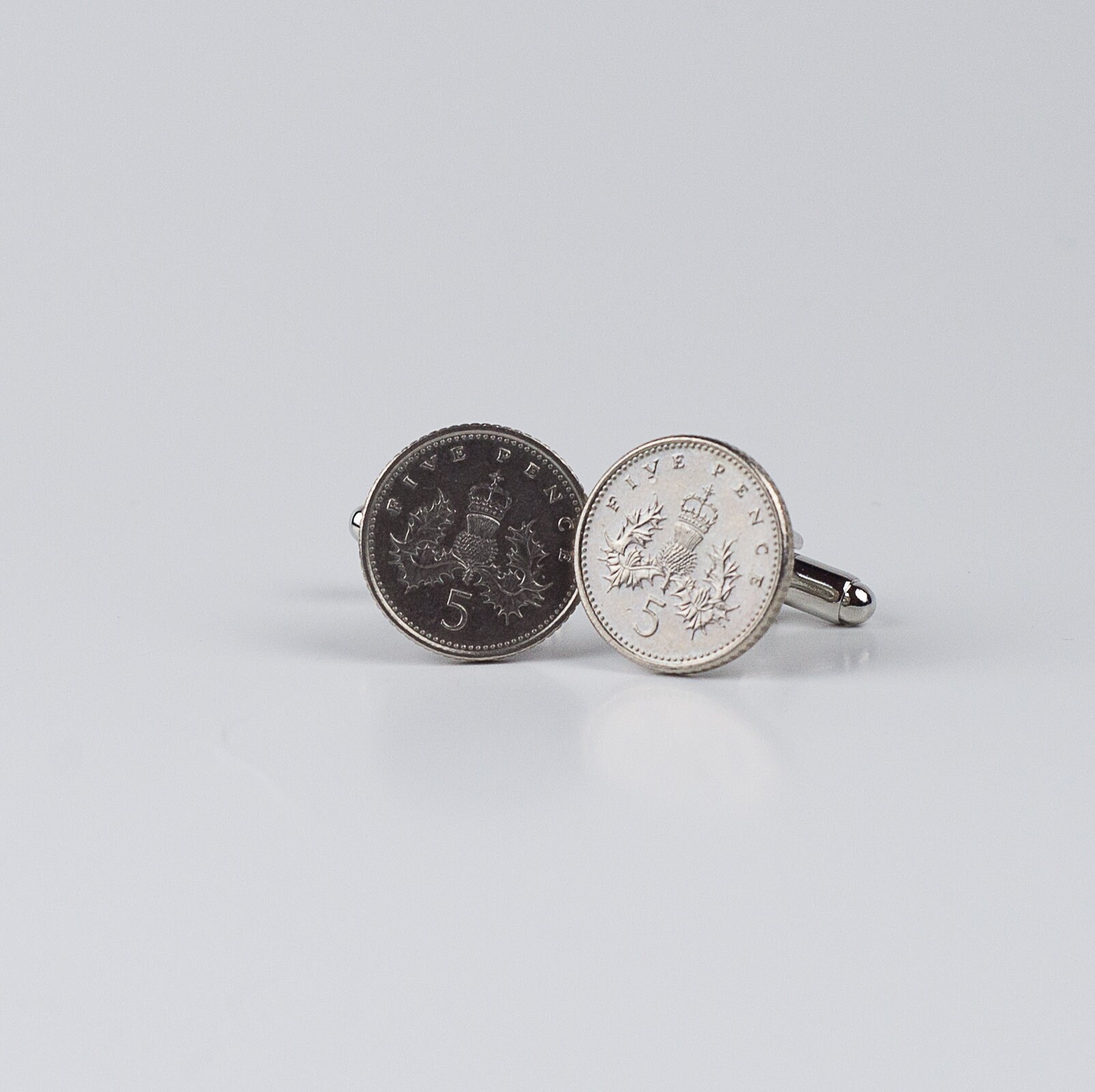 Coin Cufflinks - UK 5 Pence Coin Cufflink, 5th Year, 5 Year Anniversary ...