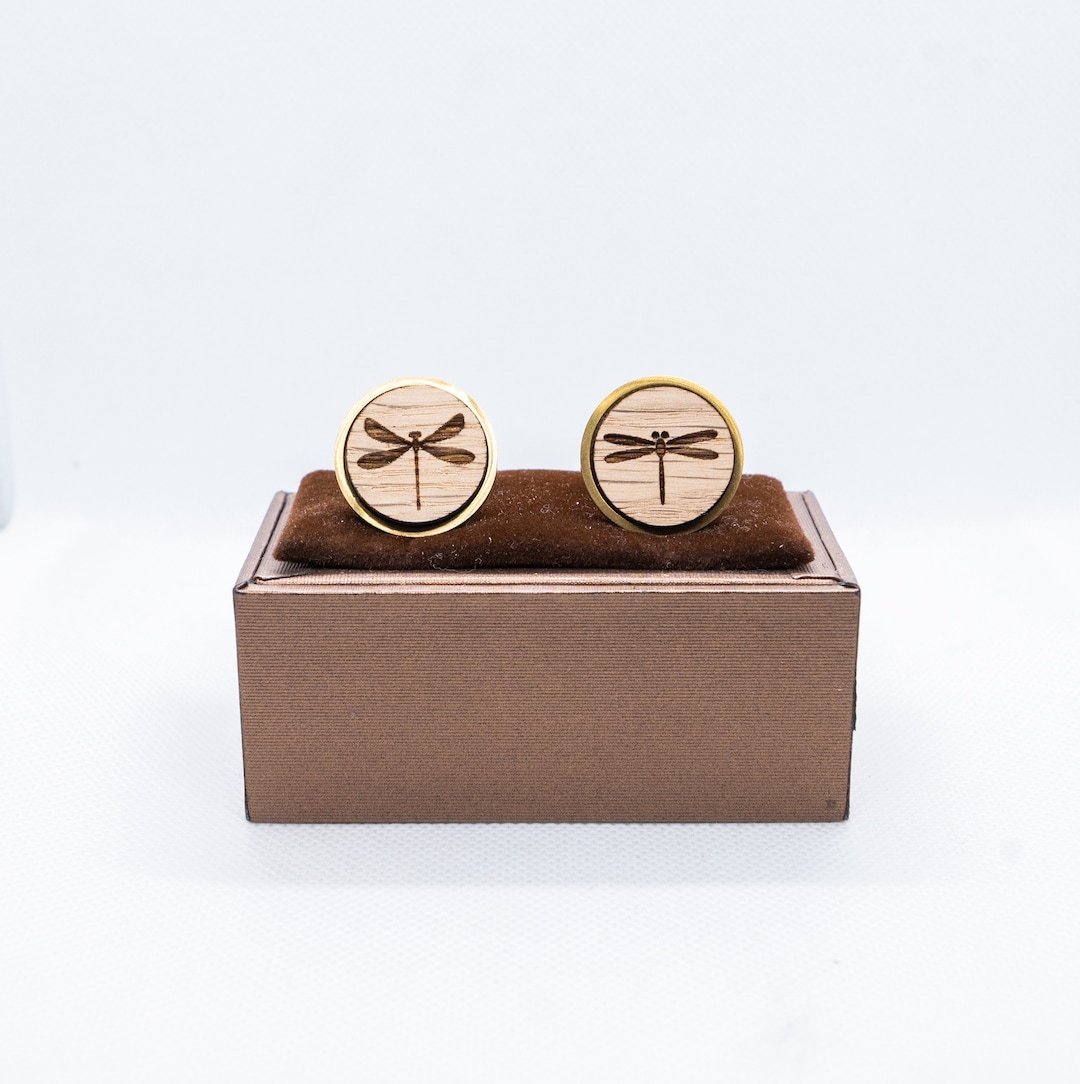 Dragonfly Wooden Cufflinks - Wedding Cufflinks, Engraved Wooden ...