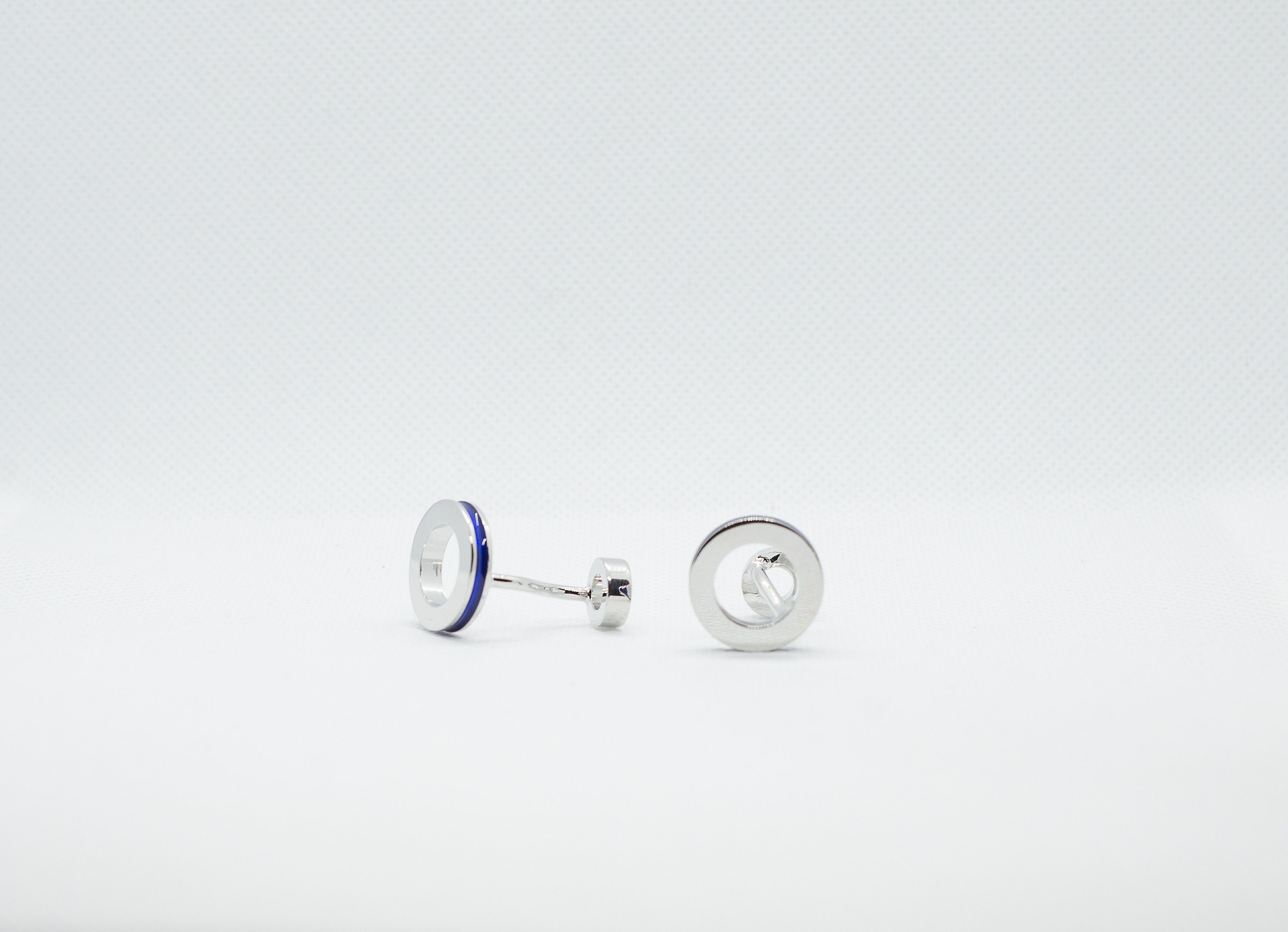 Stainless Steel Double Ended Circle Silver and Blue Cufflink - Etsy
