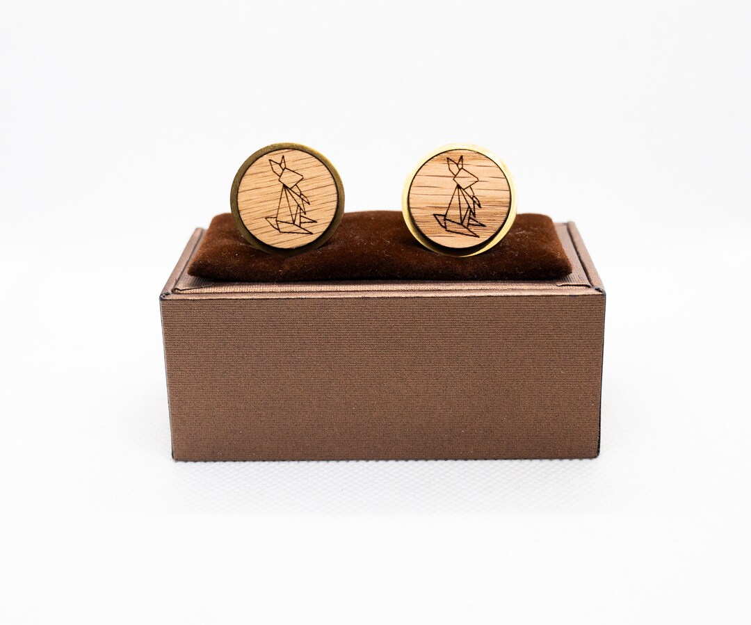 Wooden Rabbit Origami Cufflinks - Wedding Cufflinks, Engraved Wooden ...