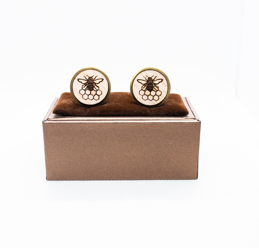 Honey Bee Wooden Cufflinks - Wedding Cufflinks, Engraved Wooden ...