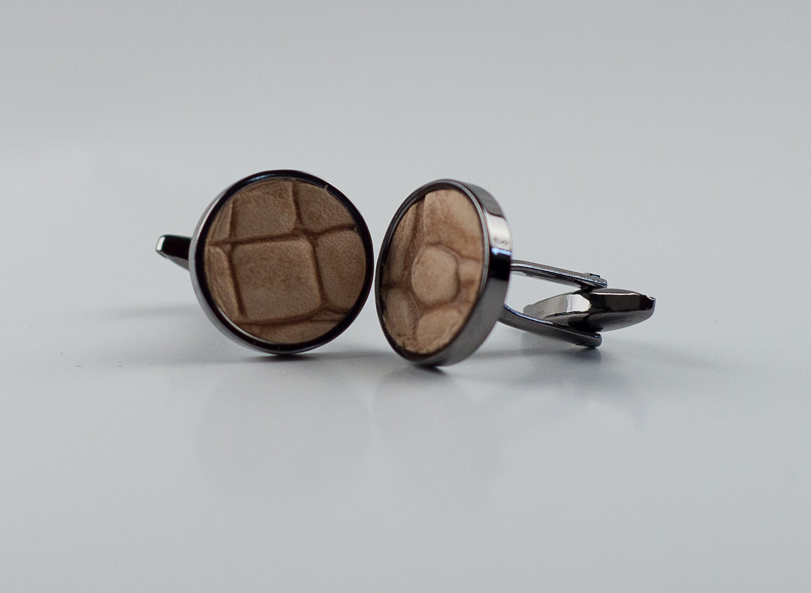 Leather Cufflinks Textured Light Brown Leather Cufflinks, 3rd ...