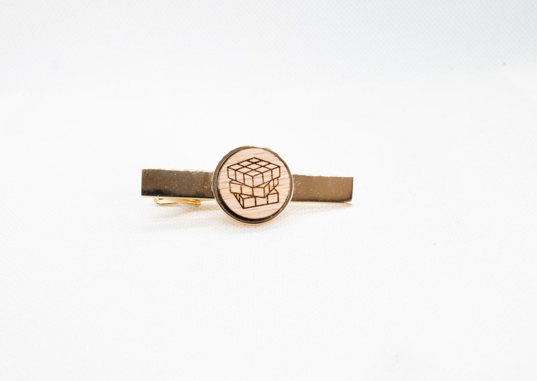 Wooden Rubik's Cube Tie Clips Gold or Silver Tie Clips - Etsy