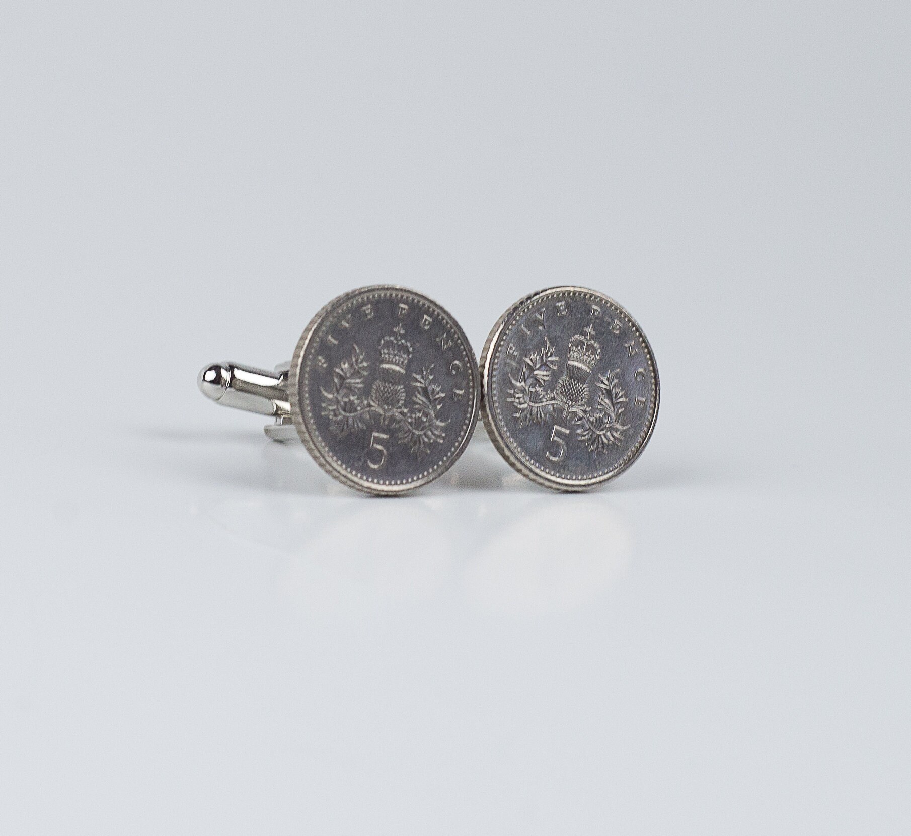 Coin Cufflinks - UK 5 Pence Coin Cufflink, 5th Year, 5 Year Anniversary ...