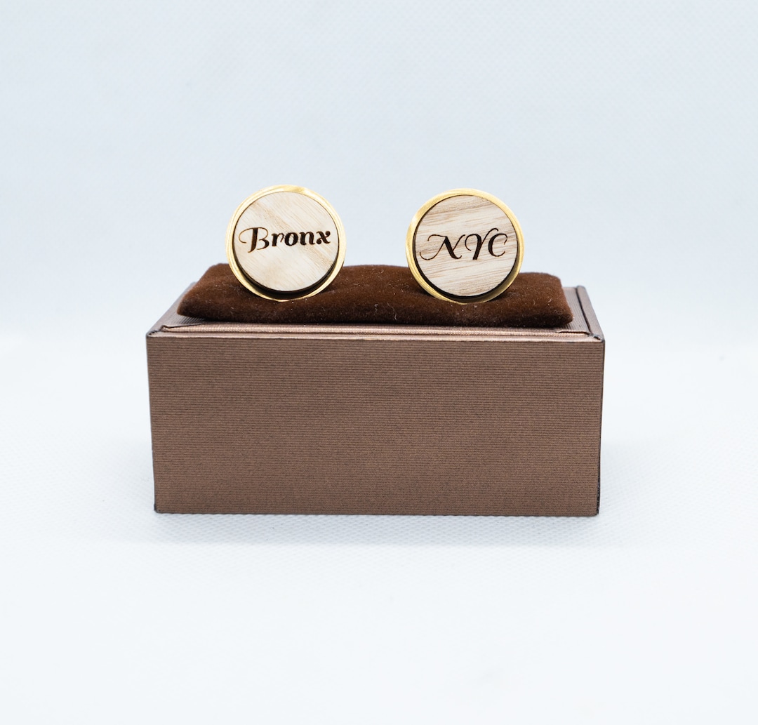 Bronx NYC Wooden Cufflinks - Wedding Cufflinks, Engraved Wooden ...