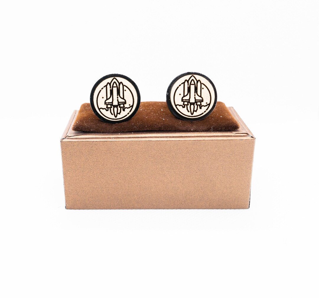 Nasa Shuttle Wooden Cufflinks - Wedding Cufflinks, Engraved Wooden ...
