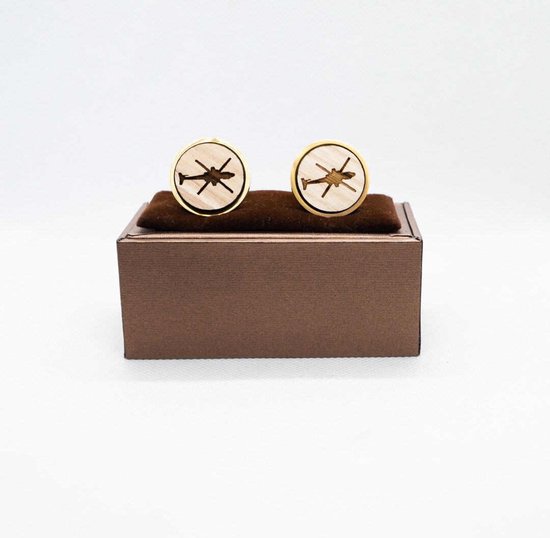 Helicopter Wooden Cufflinks - Wedding Cufflinks, Engraved Wooden ...