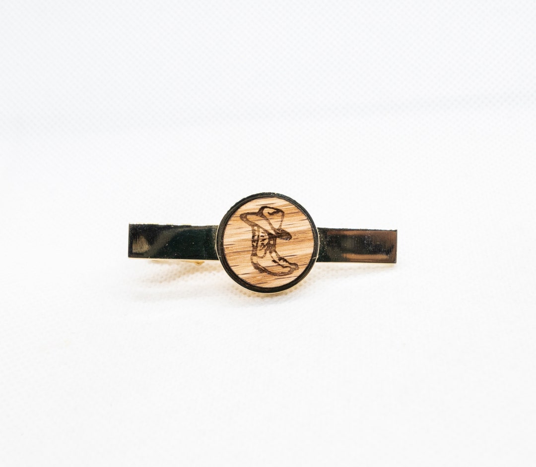 Wooden Cowboy Boots Tie Clips Gold or Silver Tie Clips, Anniversary ...
