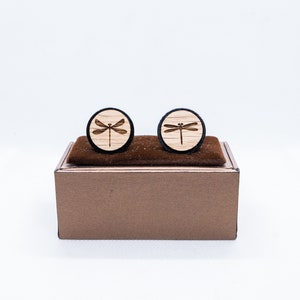 Dragonfly Wooden Cufflinks - Wedding Cufflinks, Engraved Wooden ...