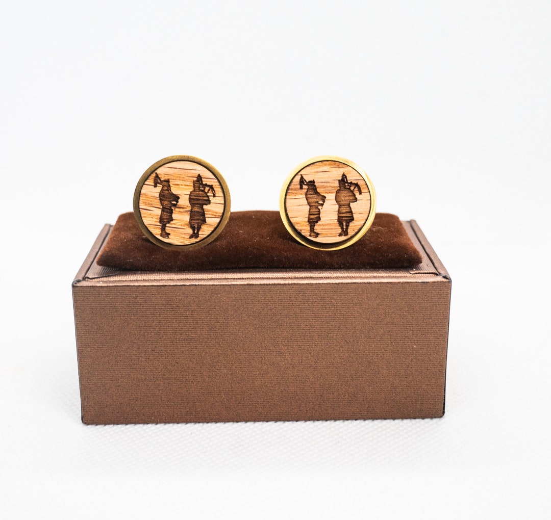 Bagpiper Wooden Cufflinks - Wedding Cufflinks, Engraved Wooden ...