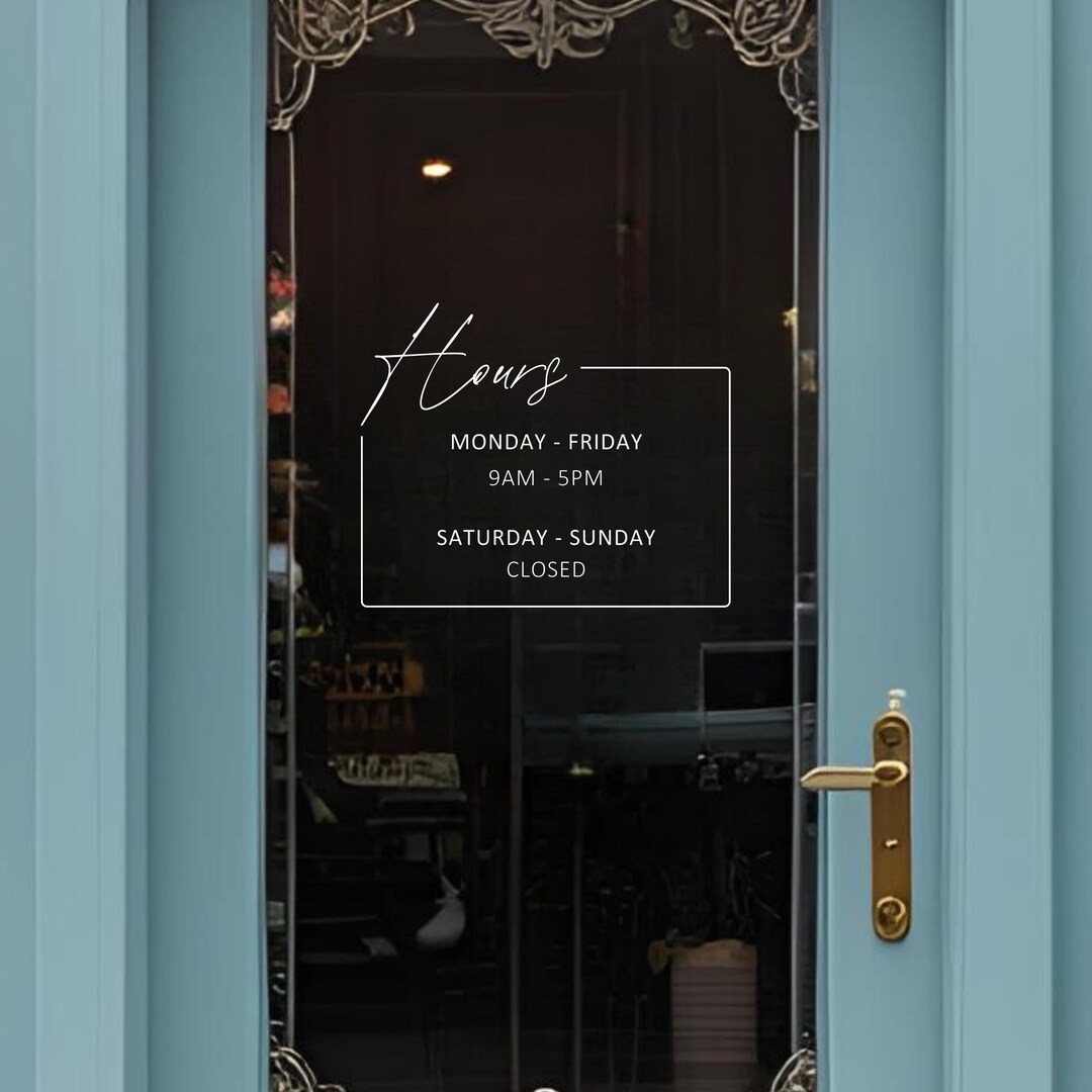 Personalized Store Hours Decal / Custom Open Hours Sticker ...