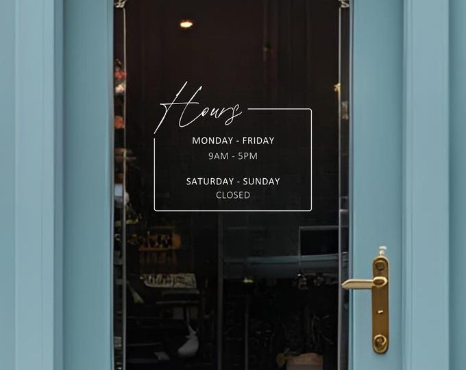 Custom Business Hours Decal | Customizable Text - Hours of Operation ...