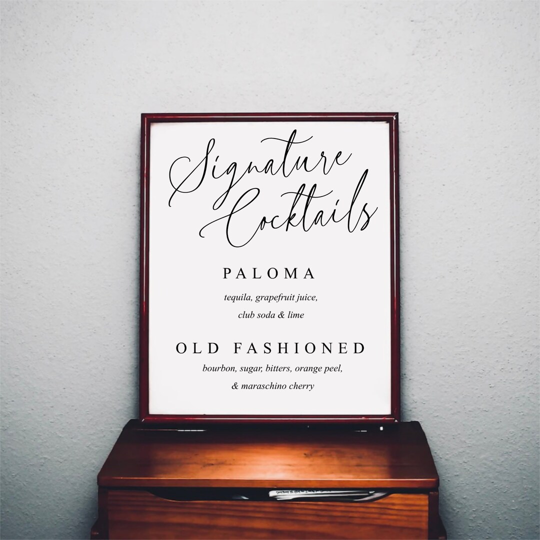 Signature Cocktails Decal / Customizable Design Bar Mirror Window Sign ...