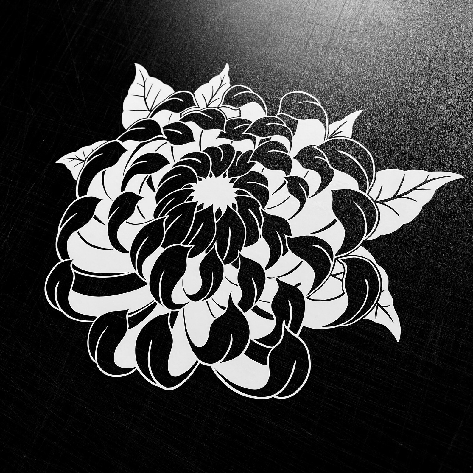 Chrysanthemum Decal Sticker / Drawn by Hand / Glass Metal Plastic ...