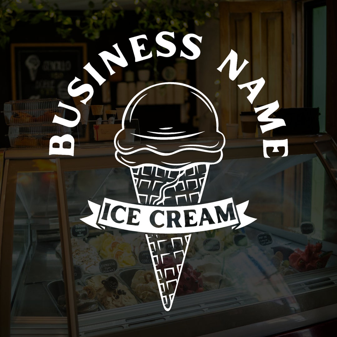 Customizable Ice Cream Shop Vinyl Decal / Your Company Name or Logo ...