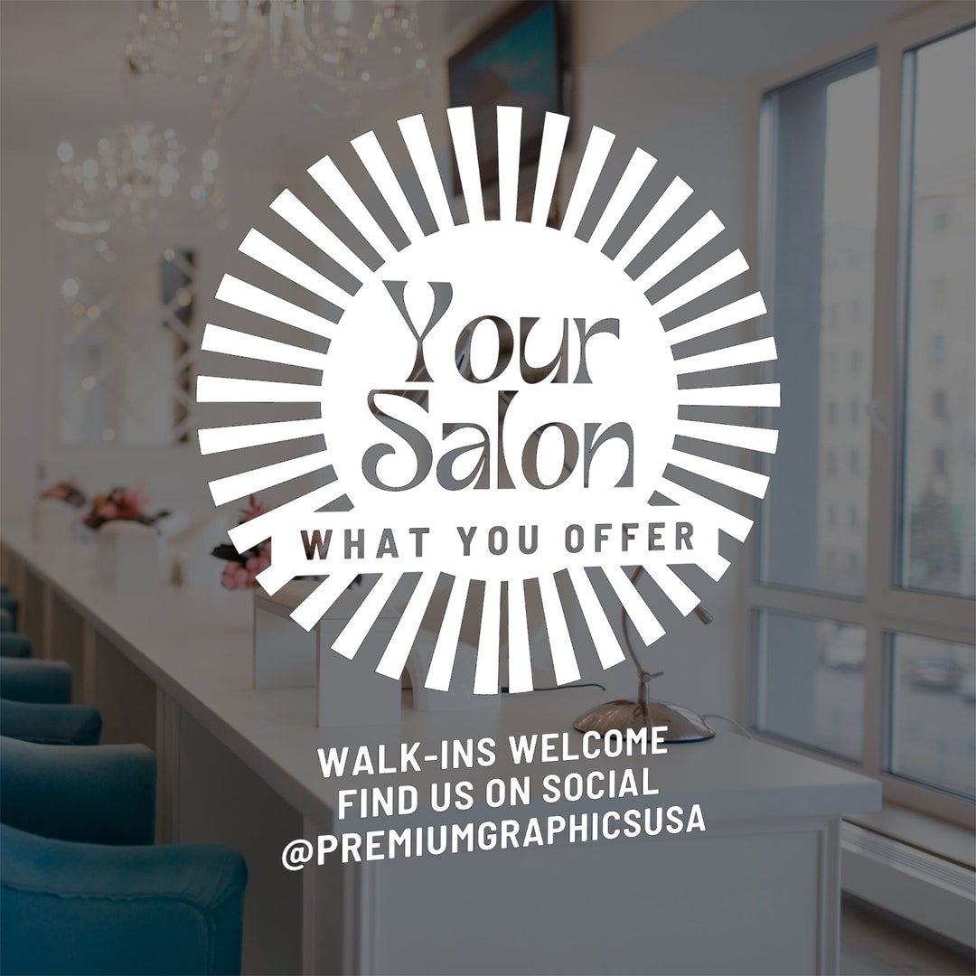 Salon Window Decal Customizable / Your Company Name / Business Hours ...