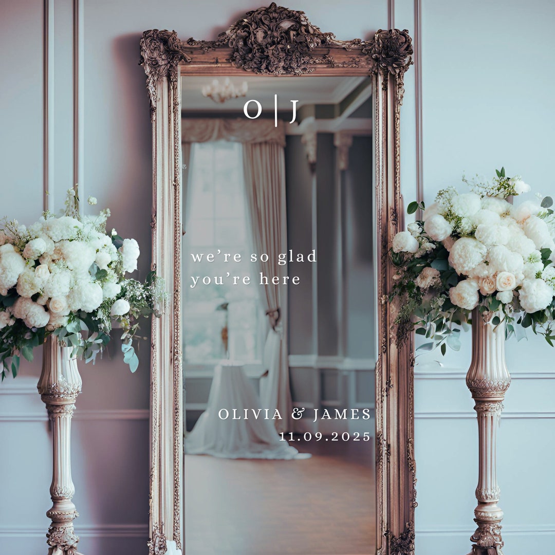 We’re so Glad You’re Here / Customizable Design Mirror Window Sign ...
