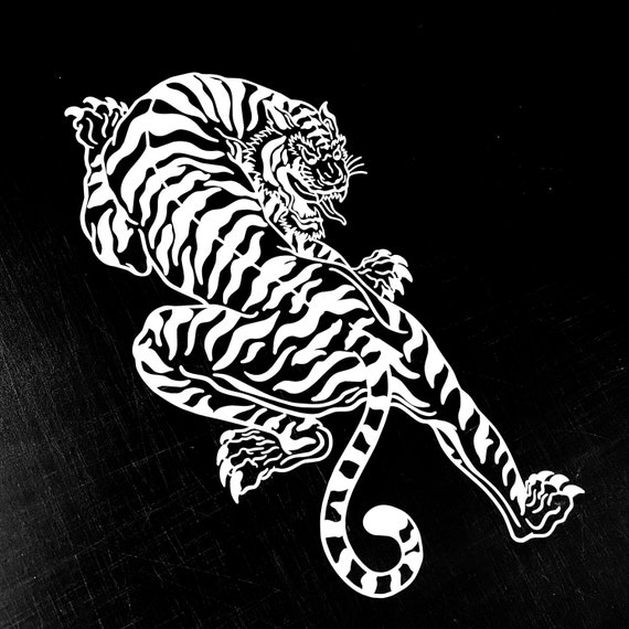 Crawling Tiger Decal Sticker / Drawn by Hand / Window Body - Etsy