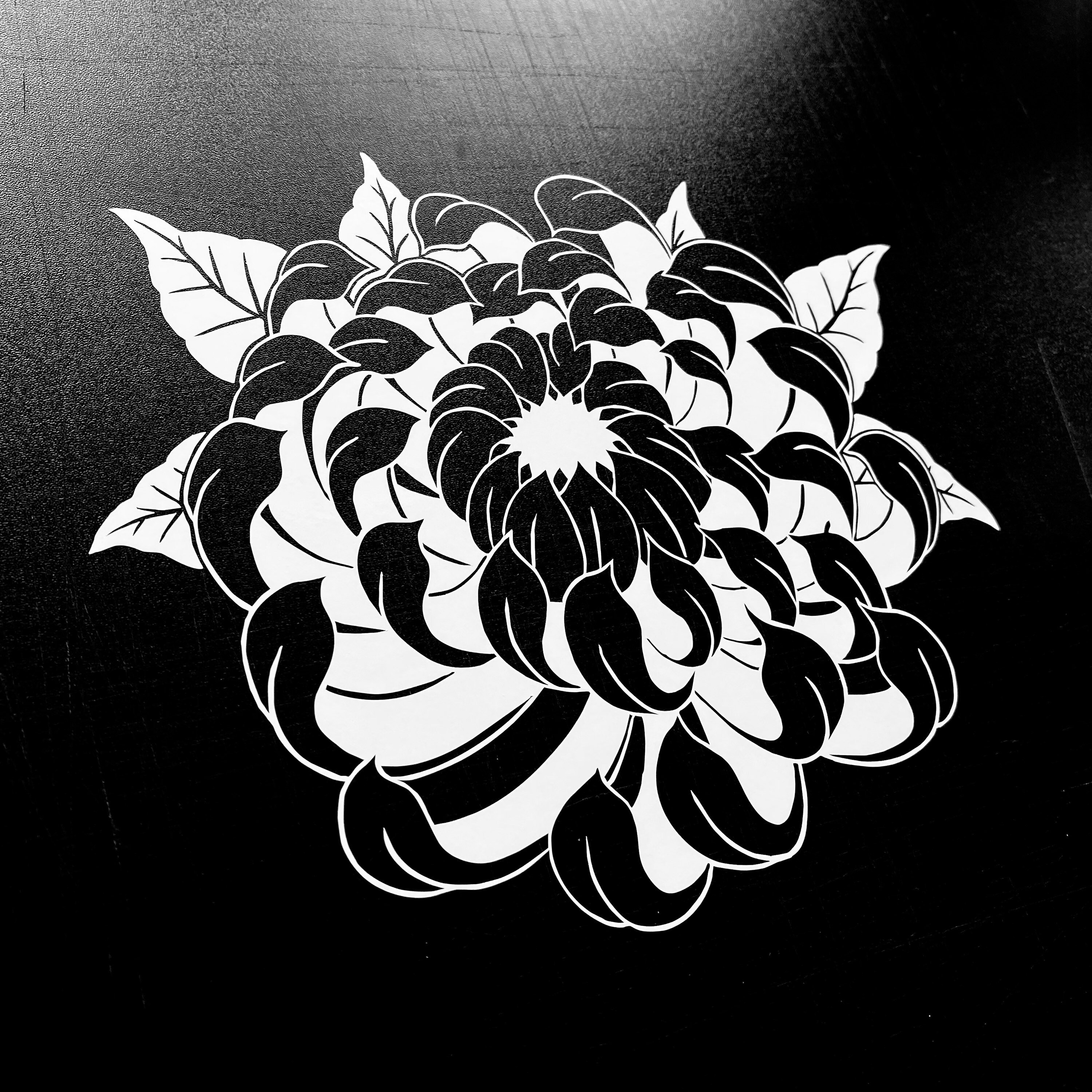 Chrysanthemum Decal Sticker / Drawn by Hand / Glass Metal Plastic ...