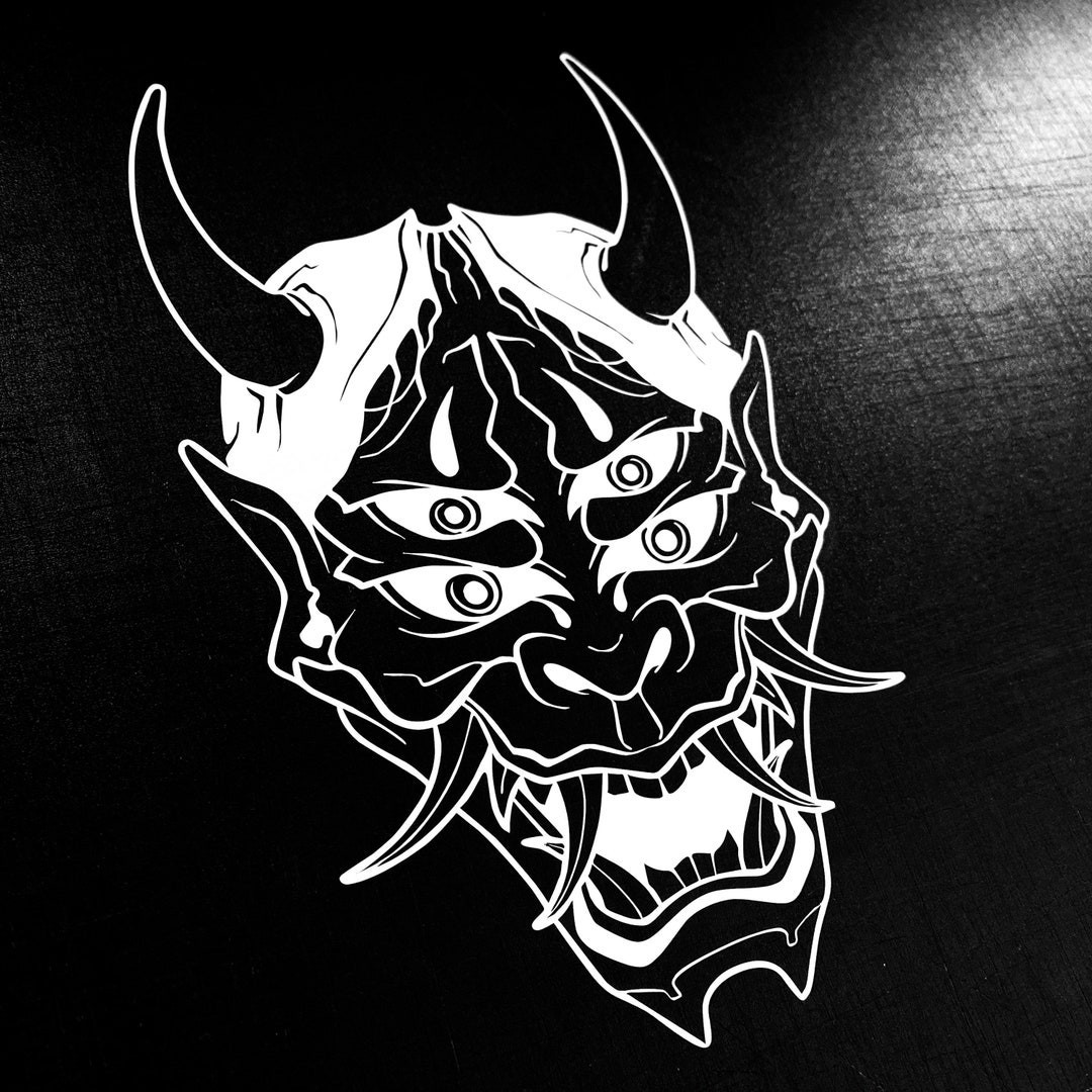 Hannya Mask Japanese Decal Sticker / Drawn by Hand / Window Body ...