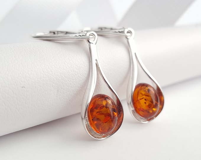 Classic Amber Dangle Earrings Long Amber Earrings Elegant - Etsy