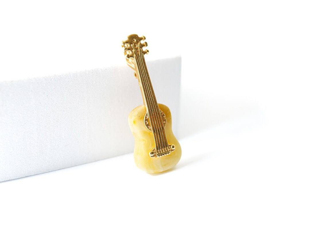 Small Amber Guitar, Gold Amber Guitar, Yellow Guitar Pendant, Royal ...