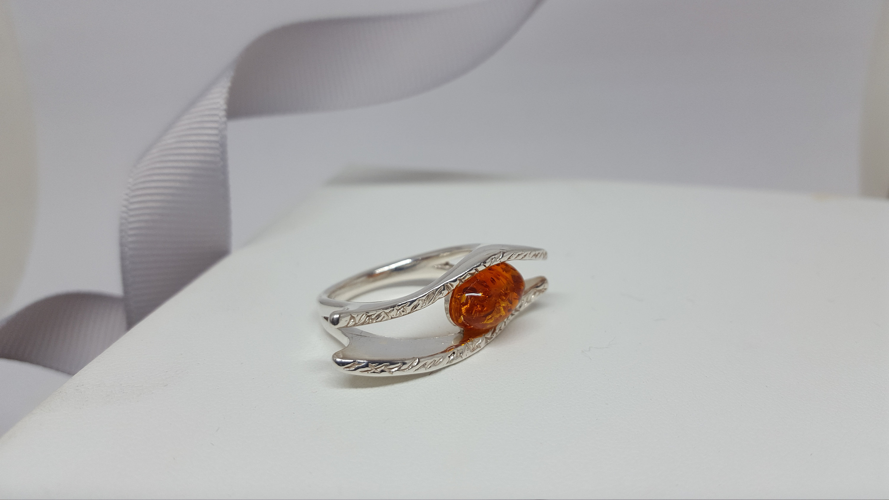Long Horizontal Amber Ring Long Ring Natural Baltic Amber | Etsy