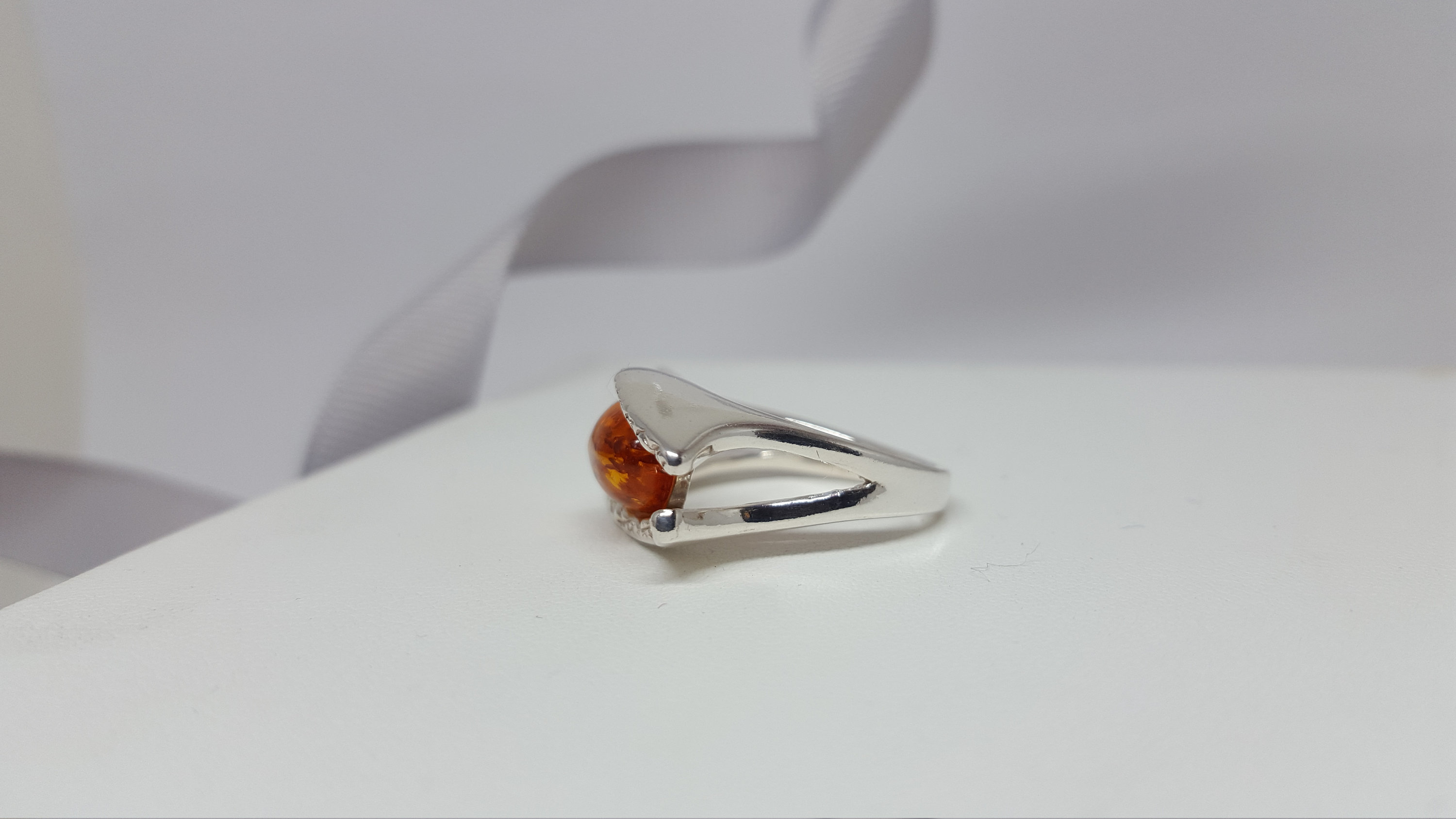 Long Horizontal Amber Ring Long Ring Natural Baltic Amber | Etsy