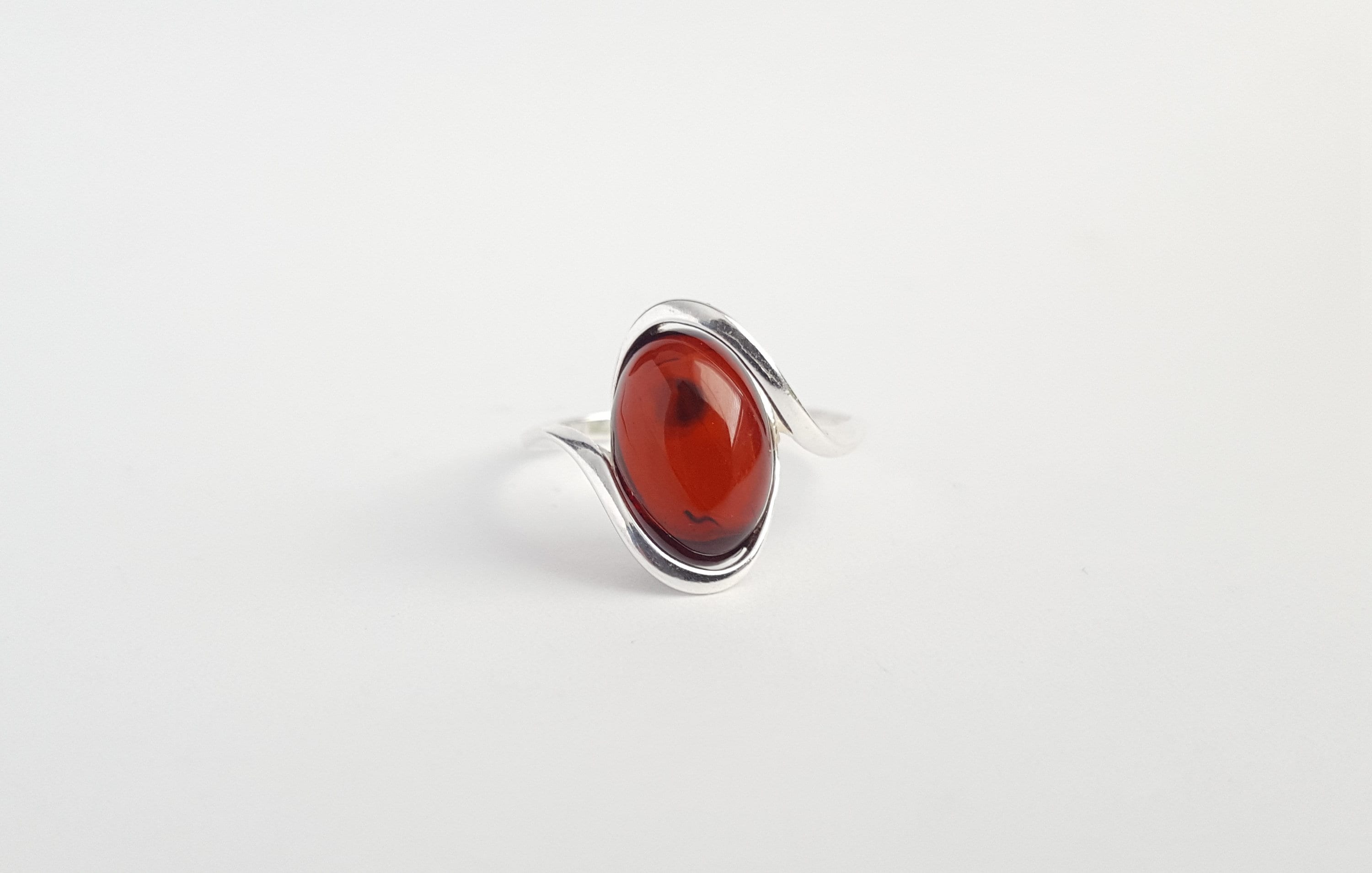 Red Baltic Amber Ring Silver and Amber Ring Oval Amber Ring | Etsy