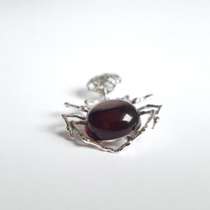 Red Baltic Amber Spider Necklace, Amber Spider Pendant, Big Silver ...