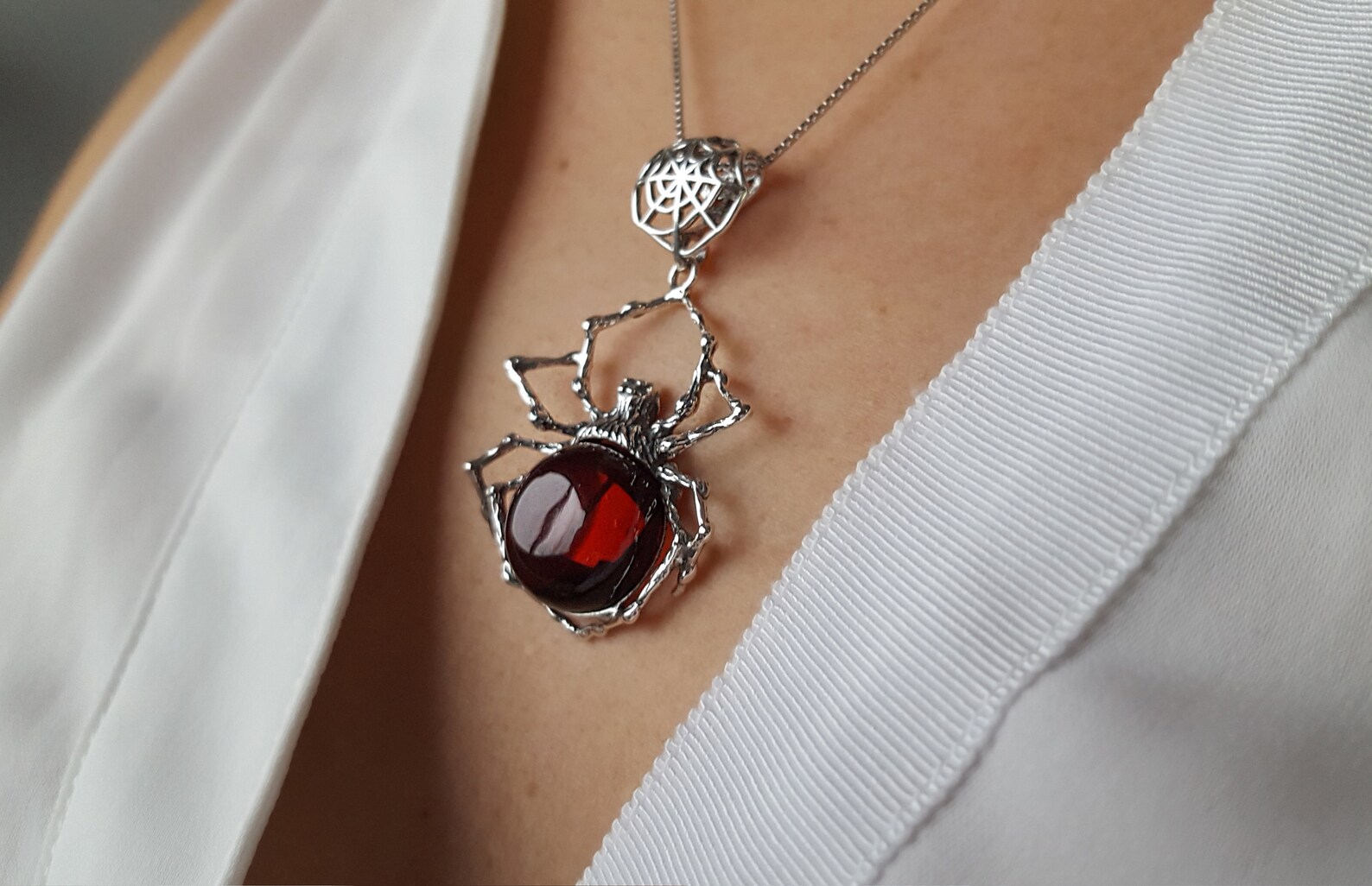 Red Baltic Amber Spider Necklace Amber Spider Pendant Big - Etsy