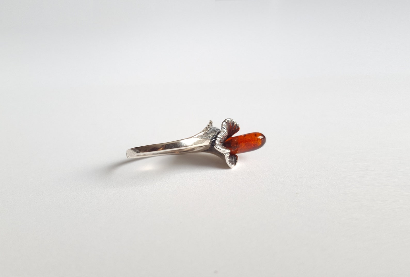 Baltic Amber Flower Ring, Silver and Amber Ring, Hibiscus Ring, Amber ...