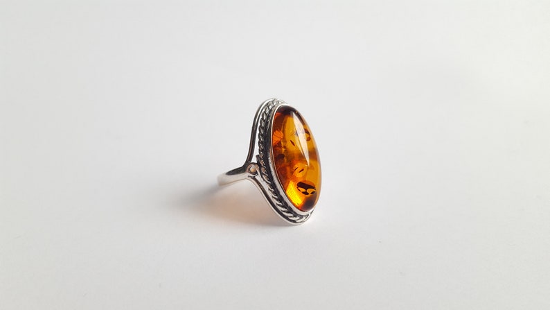 Large Baltic Amber Ring Victorian Amber Ring Long Amber | Etsy