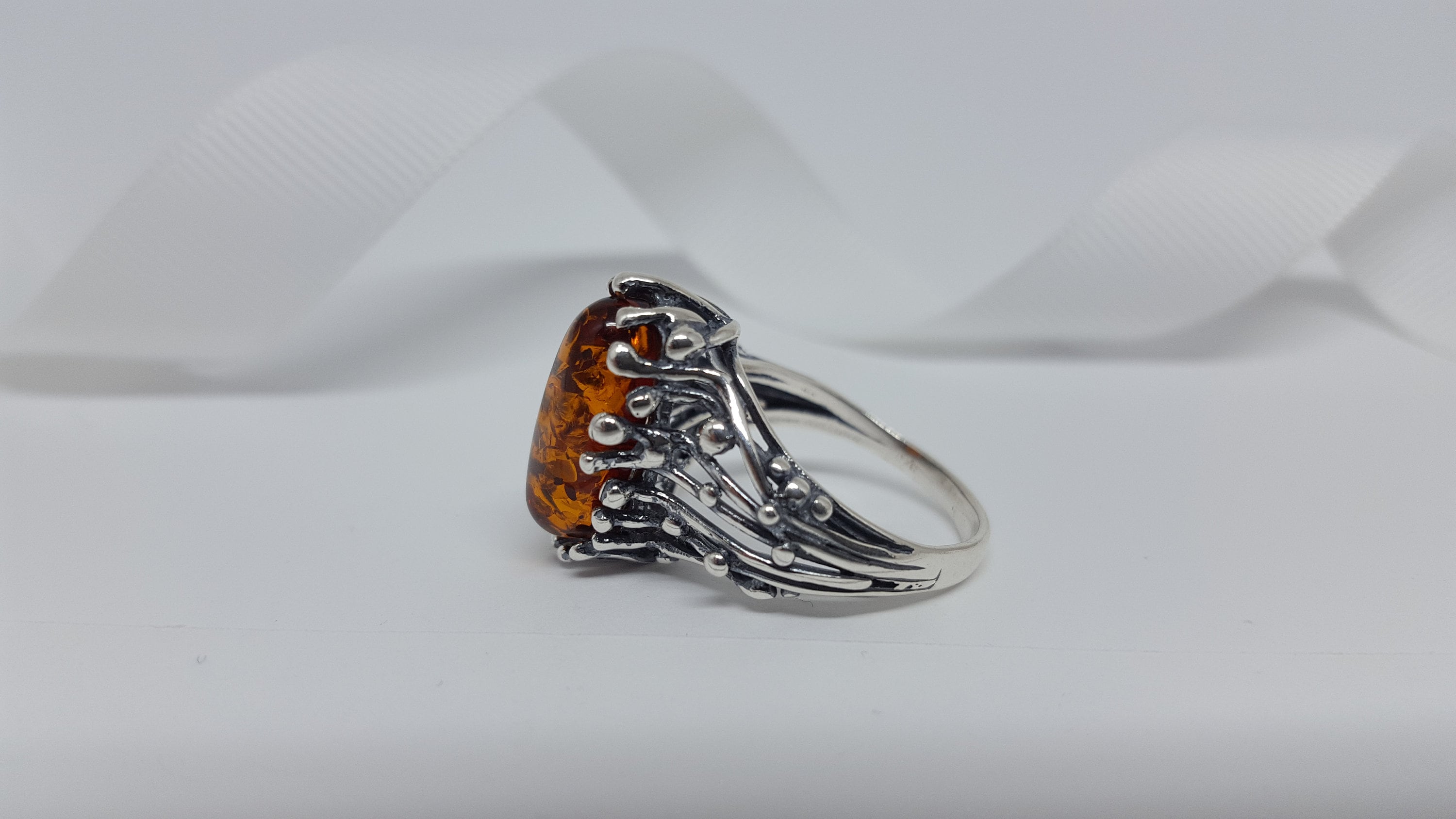 Large Statement Amber Ring, Big Silver and Amber Ring, Oval Amber Ring ...