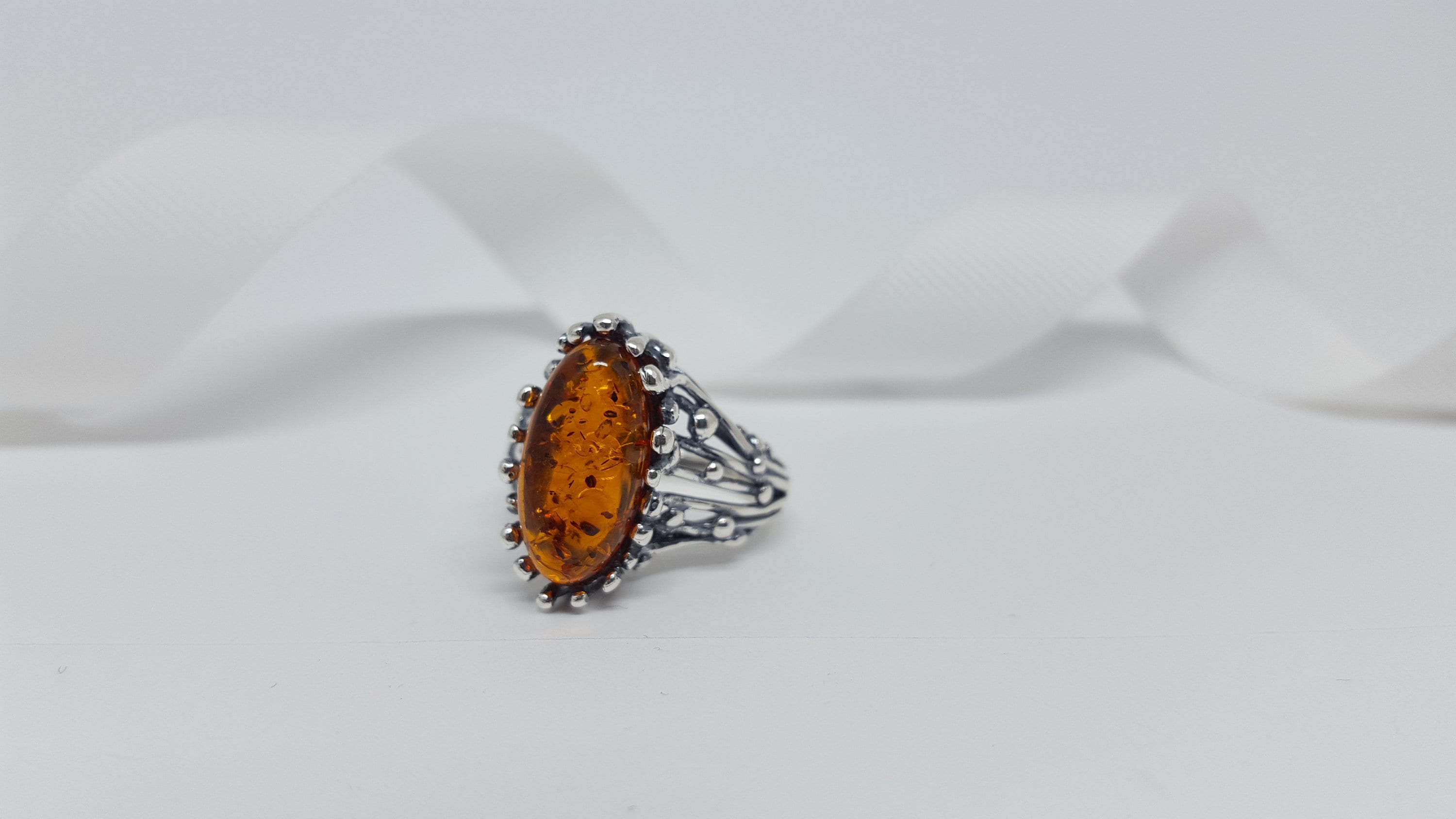 Large Statement Amber Ring, Big Silver and Amber Ring, Oval Amber Ring ...