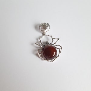 Red Baltic Amber Spider Necklace, Amber Spider Pendant, Big Silver ...