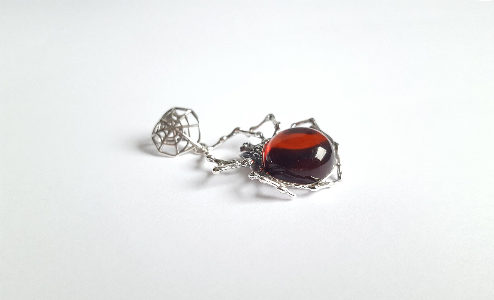 Red Baltic Amber Spider Necklace Amber Spider Pendant Big - Etsy