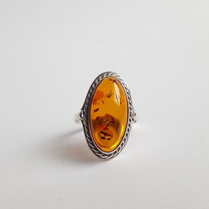 Large Baltic Amber Ring, Victorian Amber Ring, Long Amber Ring, Big ...
