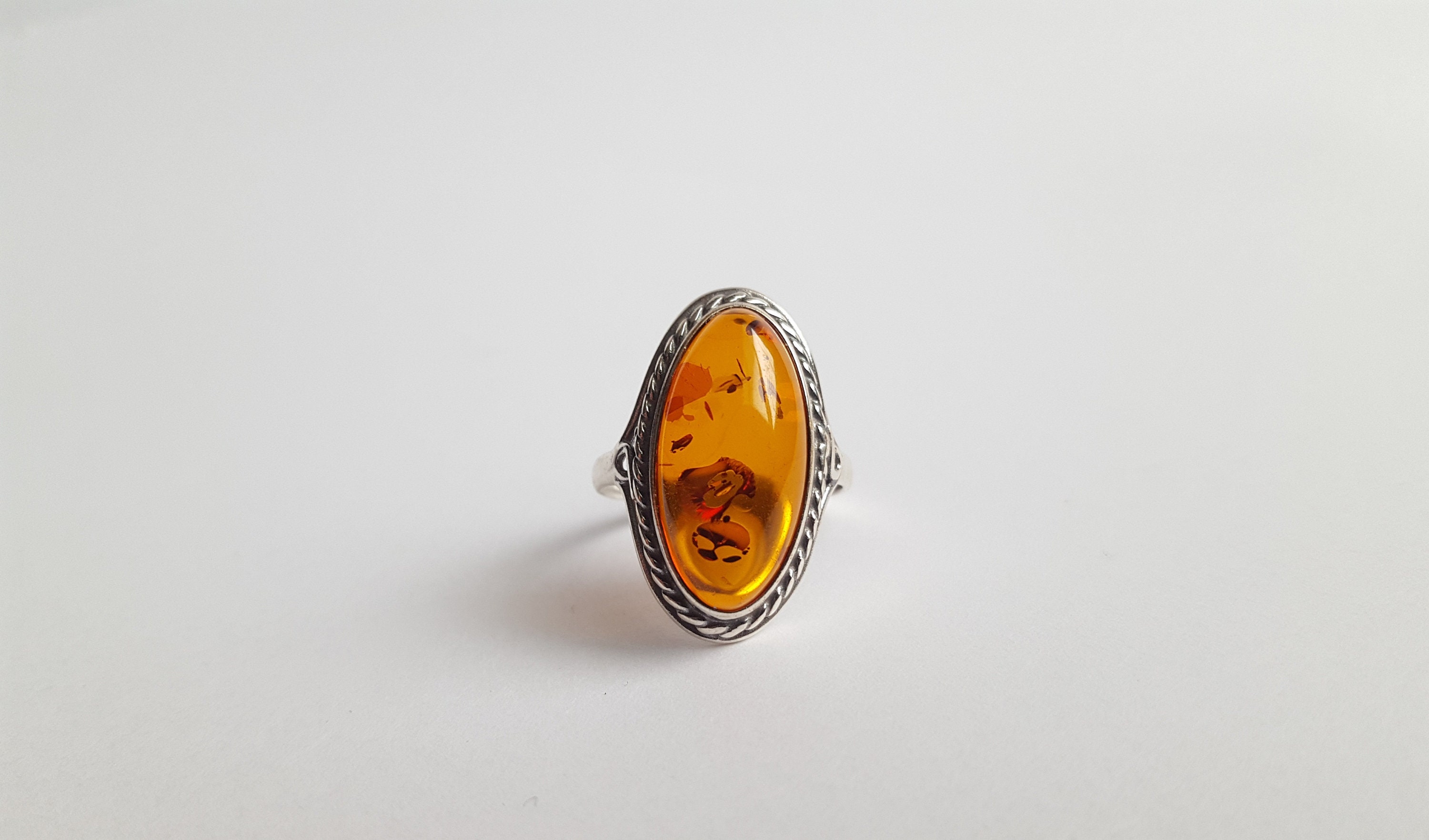 Large Baltic Amber Ring Victorian Amber Ring Long Amber | Etsy