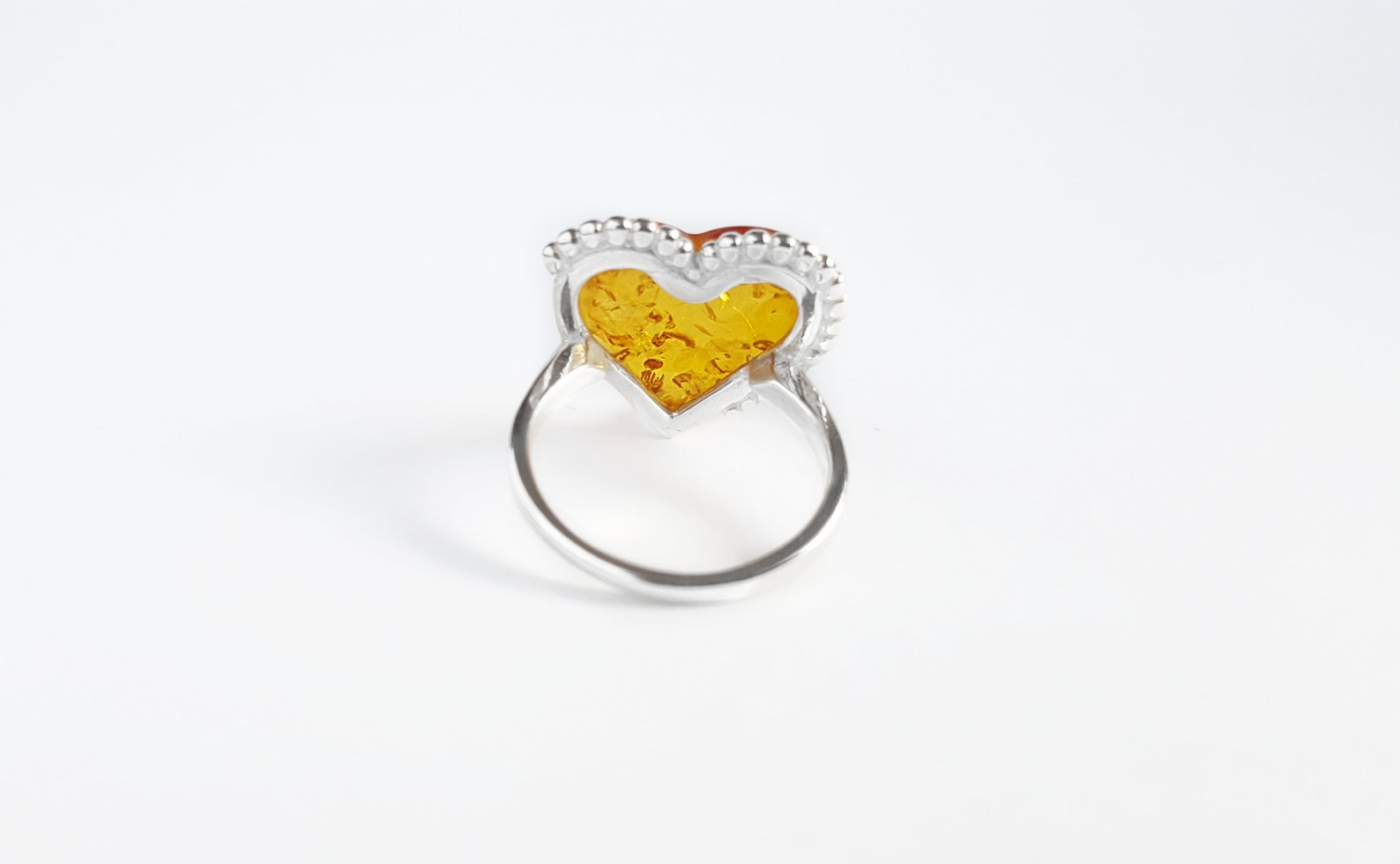 Genuine Amber Heart Ring, Sterling Silver and Heart Ring, Silver Love ...
