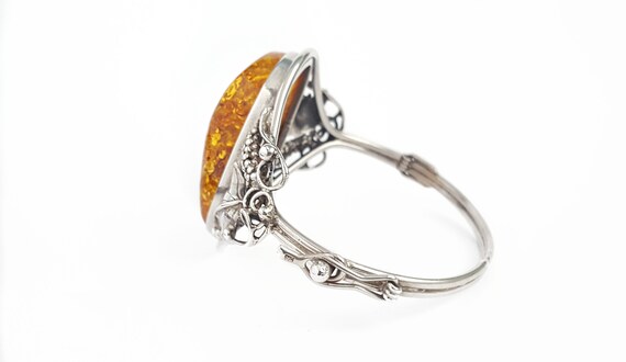Antique Baltic Amber Bangle, Statement Oval Amber Bra… - Gem