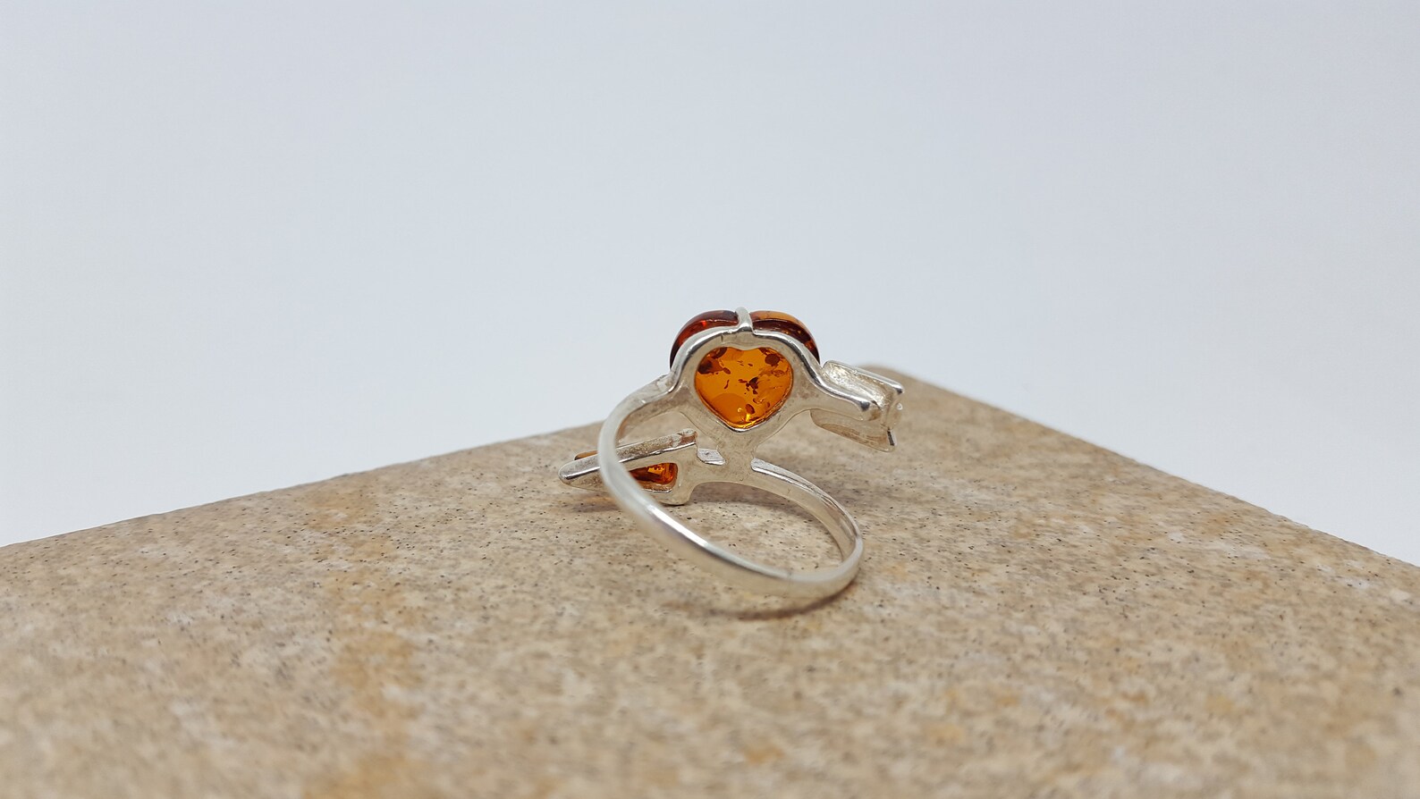 Amber Heart Ring, Arrow and Heart Jewelry, Gift for Girlfriend, Heart ...