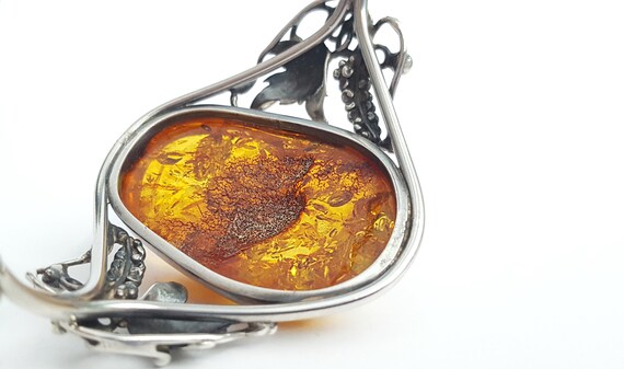 Antique Baltic Amber Bangle, Statement Oval Amber Bra… - Gem