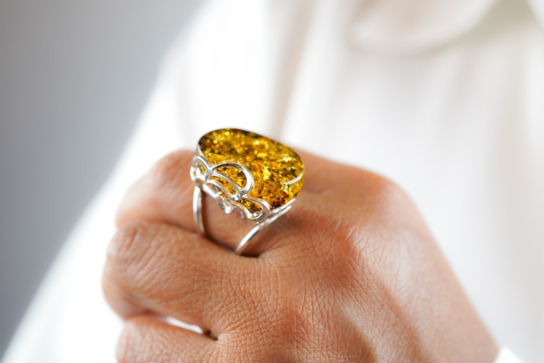 Sterling Silver and Amber Ring, Large Baltic Amber Ring, Chunky Stone ...
