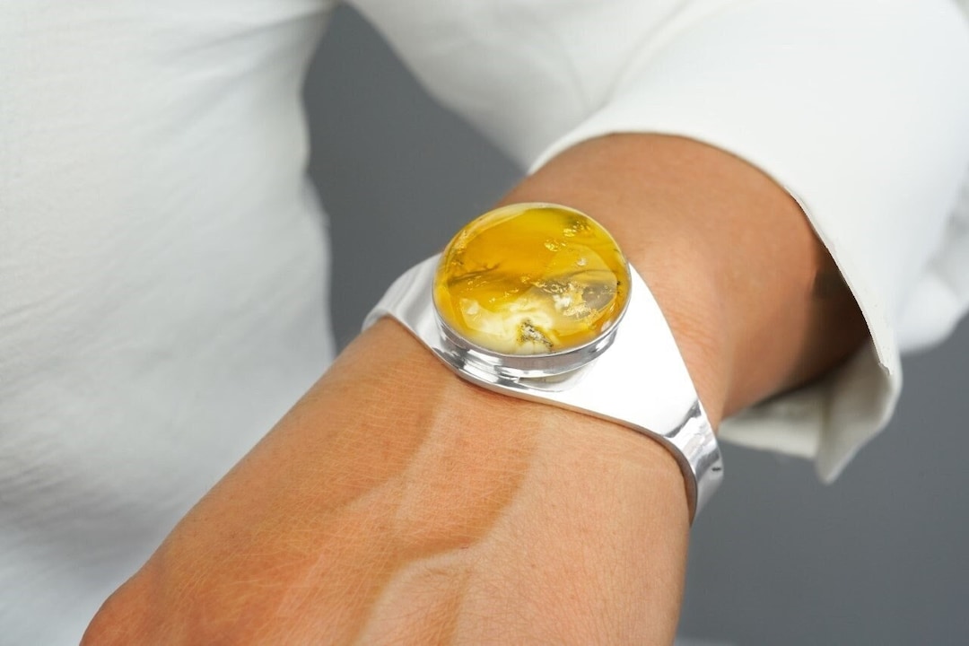 Bold Baltic Amber Bracelet, One of A Kind Yellow Amber Bracelet ...