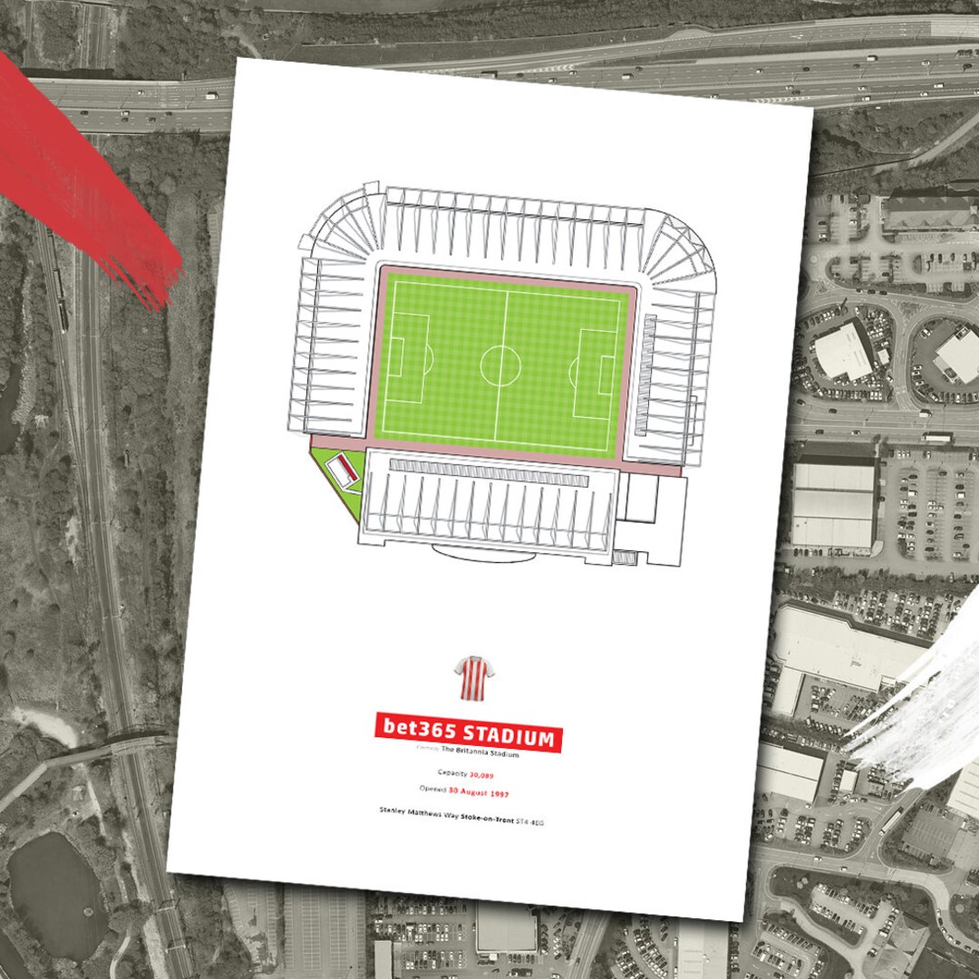 Bet365 Stadium Presentation Print Gifts Wall Art Retro Poster Stoke ...