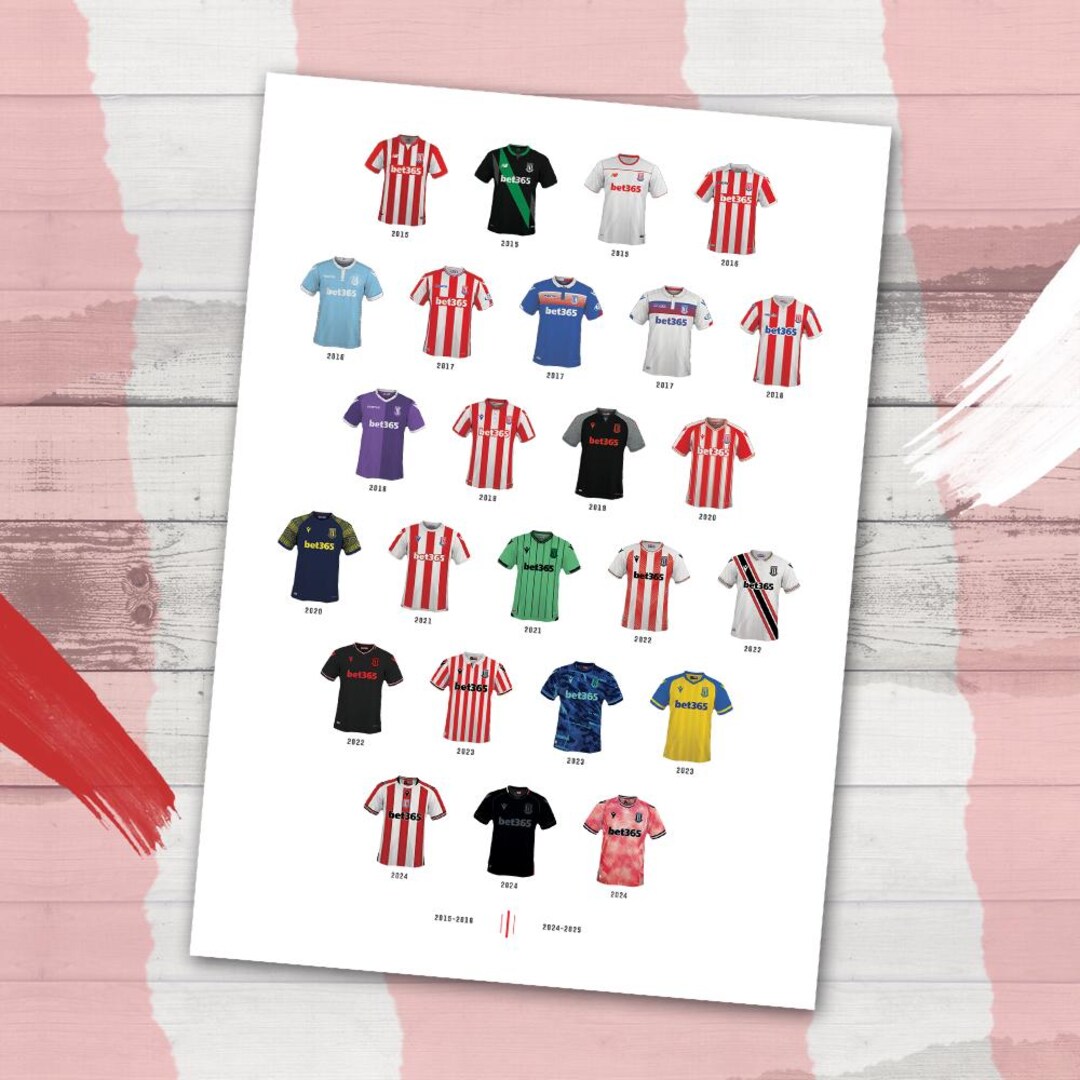 2024 - Stoke City Football Shirt History Presentation Print 2015-2024 ...