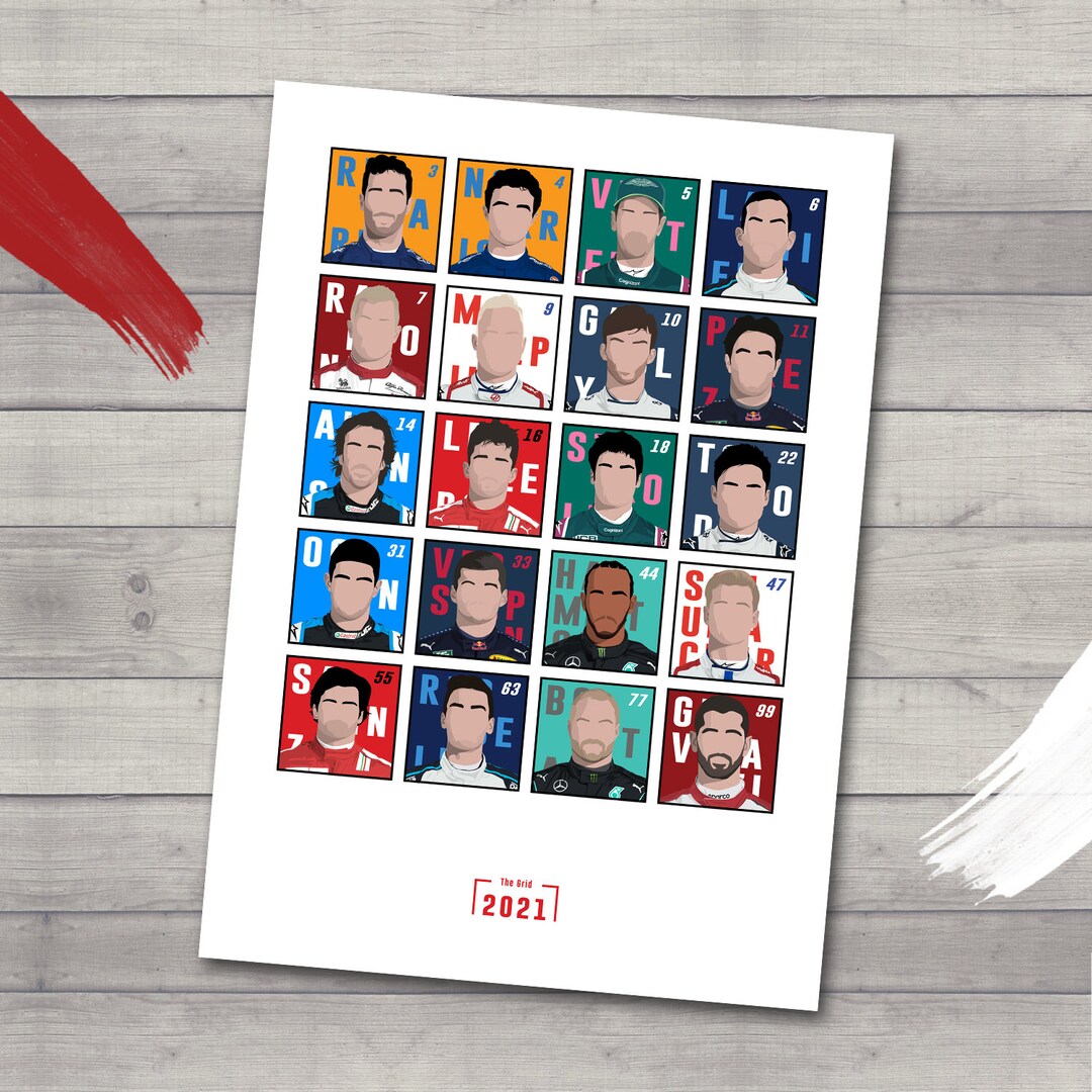 The 2021 Grid Formula 1 Drivers Presentation Print Gift Wall Art Poster ...