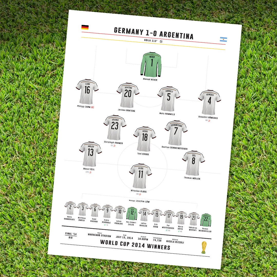 2014 Germany v Argentina World Cup Final Team Line Up | Etsy
